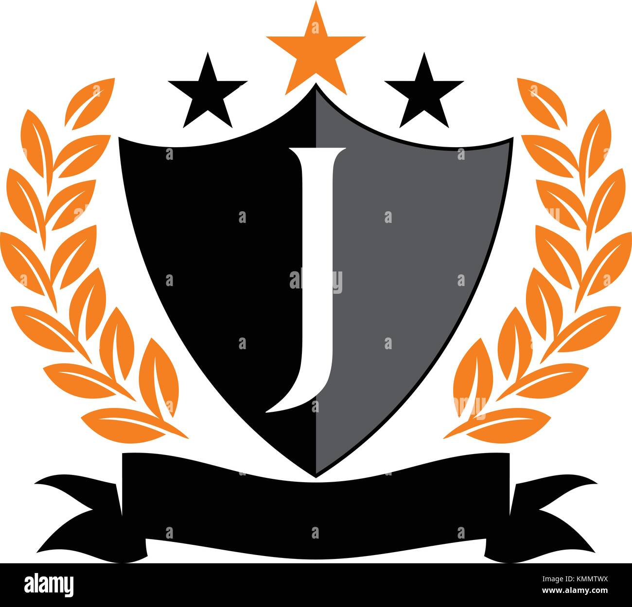 Emblem Star Ribbon Shield Initial J Stock Vector Image & Art - Alamy