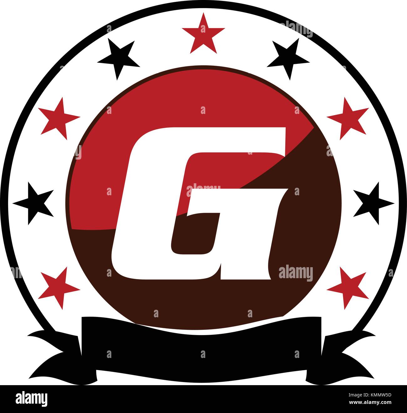 Emblem Star Ribbon Circle Initial G Stock Vector Image & Art - Alamy