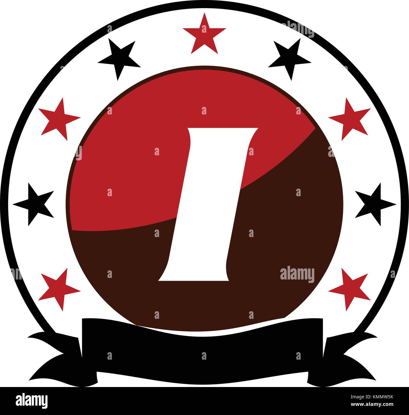 Emblem Star Ribbon Circle Initial I Stock Vector Image & Art - Alamy