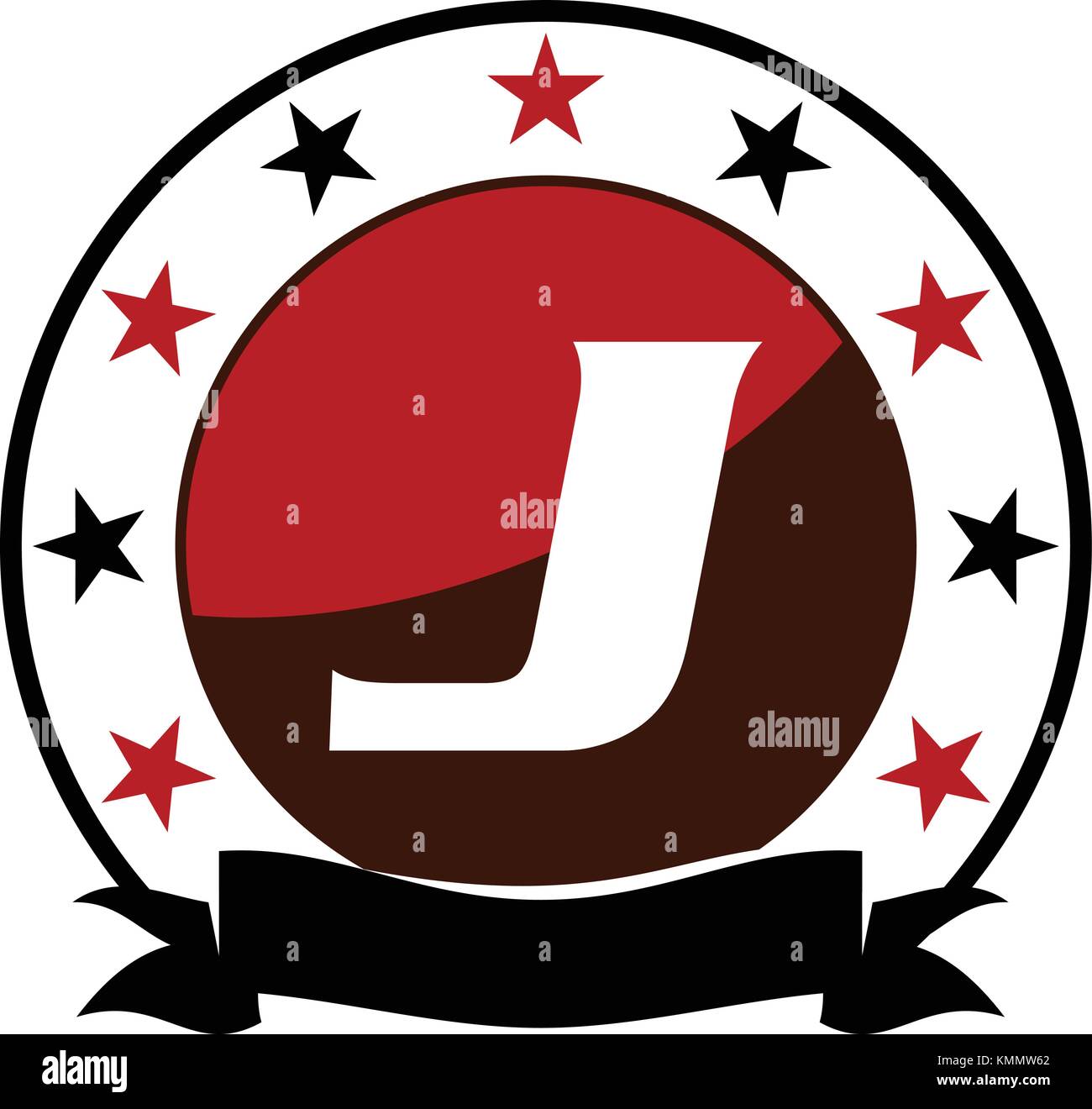 Emblem Star Ribbon Circle Initial J Stock Vector Image & Art - Alamy