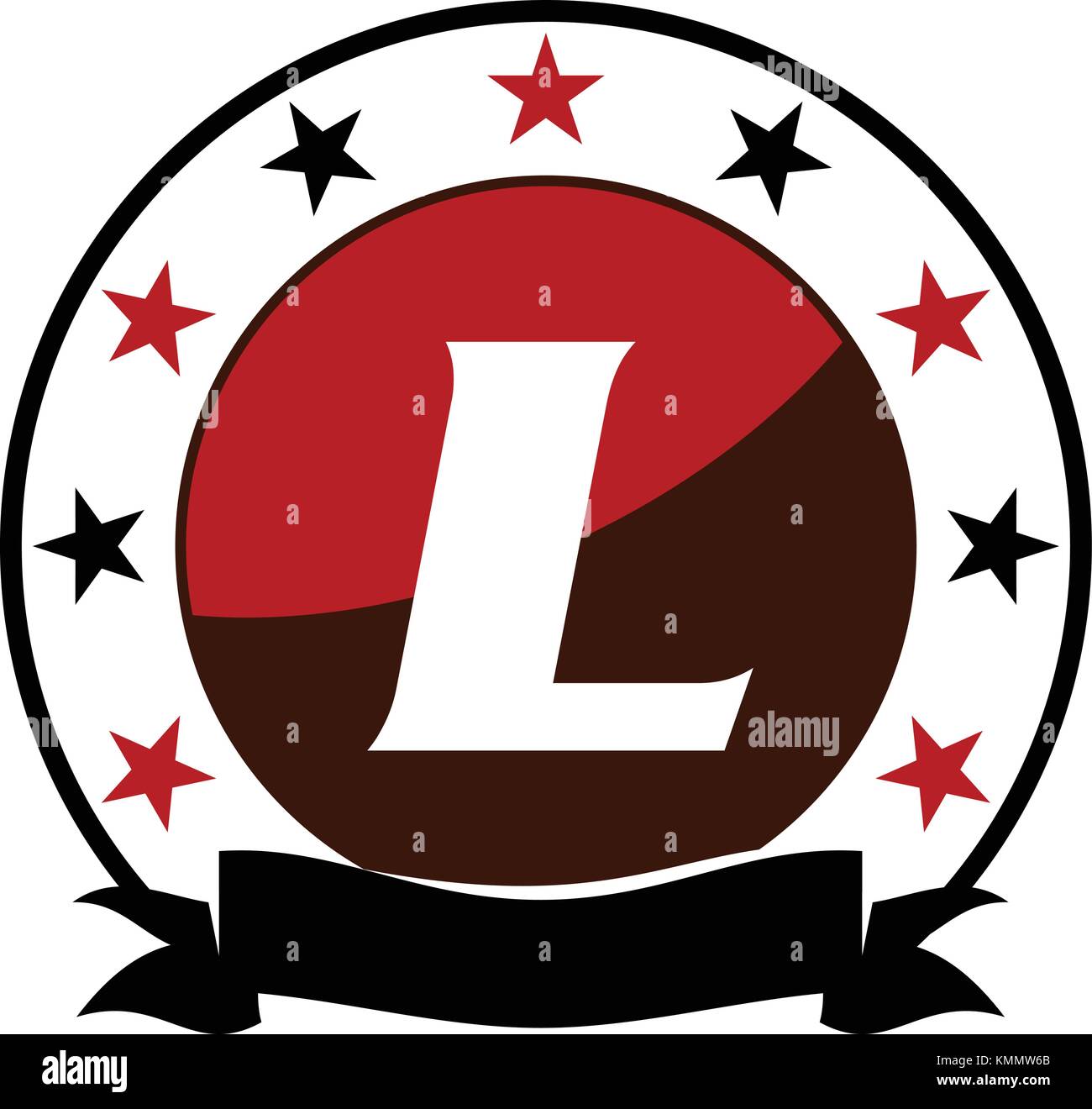 Emblem Star Ribbon Circle Initial L Stock Vector Image & Art - Alamy