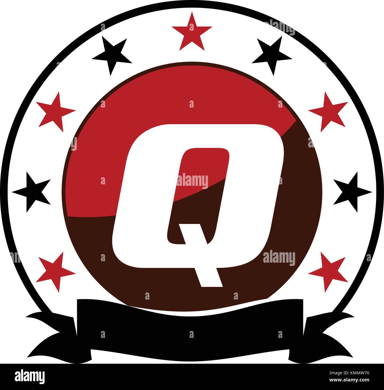 Emblem Star Ribbon Circle Initial Q Stock Vector Image & Art - Alamy
