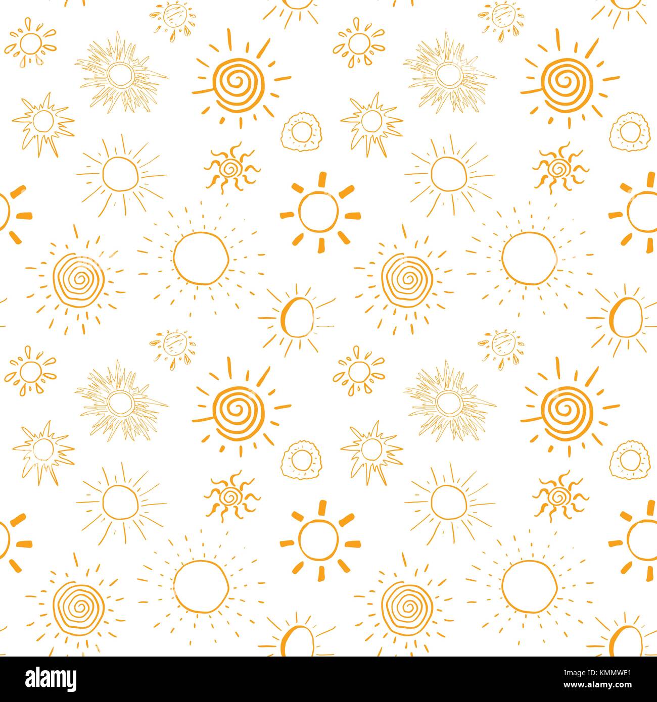 Suns hand drawn doodles Seamless pattern background vector illustration ...