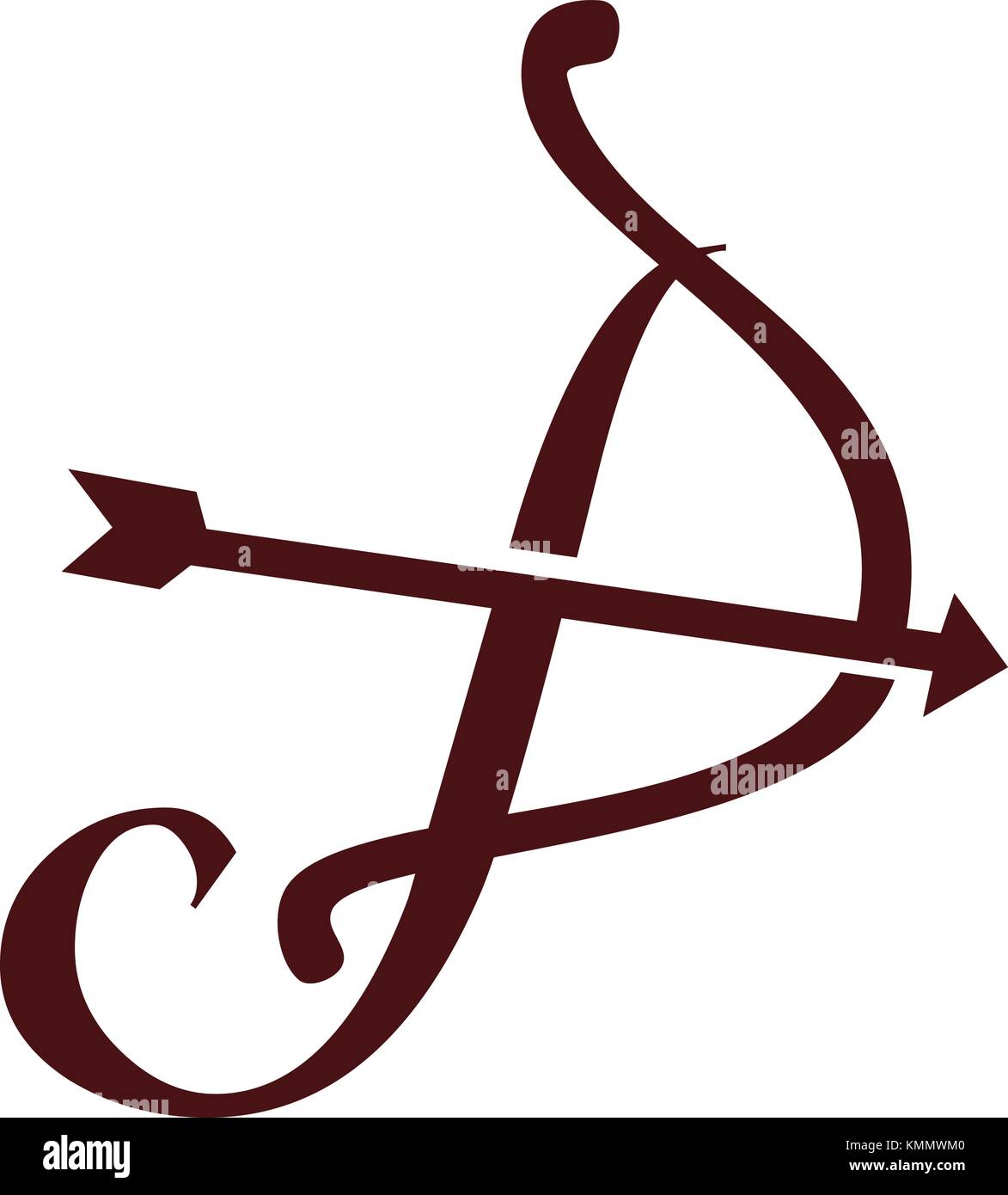 Letter P Bow Arrow Stock Vector Image & Art - Alamy