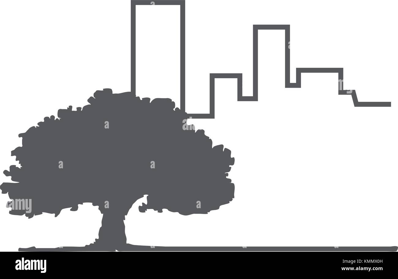 Tree and Building Stock Vector Image & Art - Alamy