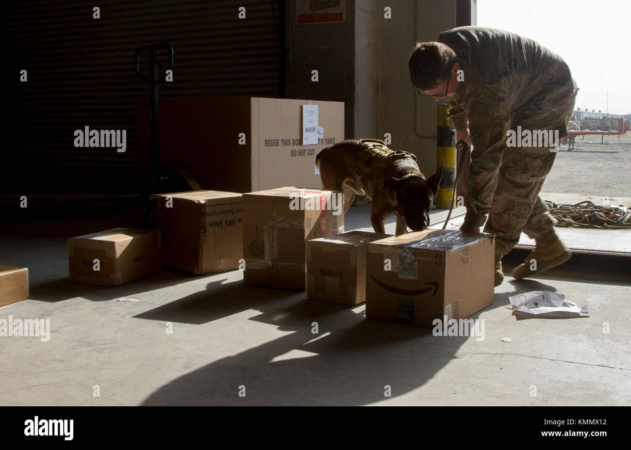 Specialist Nicholas Stacey, military working dog handler, and his ...