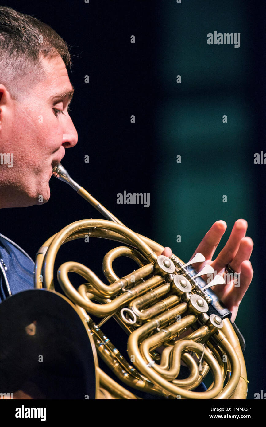 U.S. Air Force Staff Sgt. Dan Nebel, a French hornist with the ...
