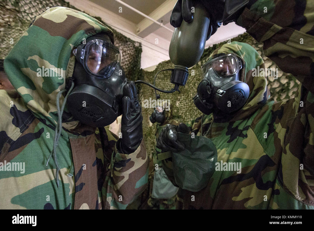 U.S. Air Force Airmen with the 514th Air Mobility Wing practice ...