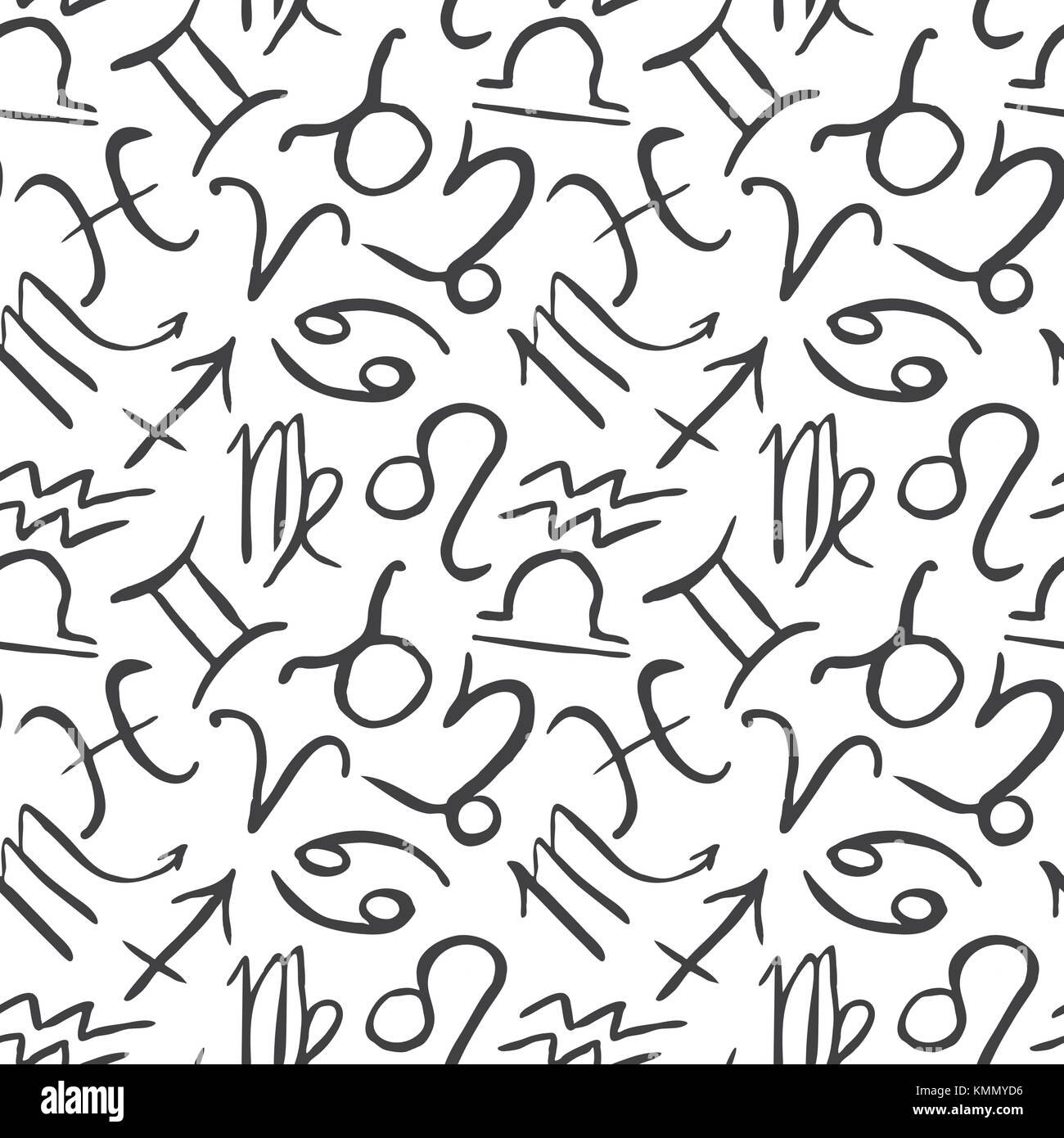 Zodiac signs seamless pattern. Hand drawn astrology symbols. Horoscope ...