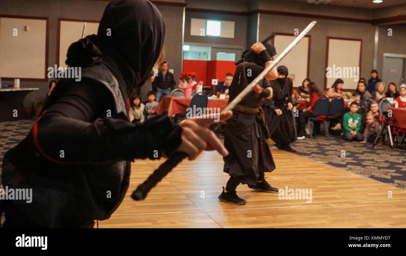 Rasetsu ninja performers from Hiroshima conduct a ninja show during the ...