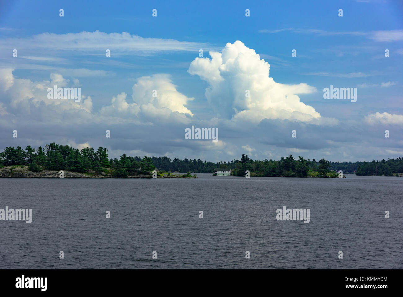 Thousand Islands National Park on St. Lawrence River; USA, Canada Stock ...