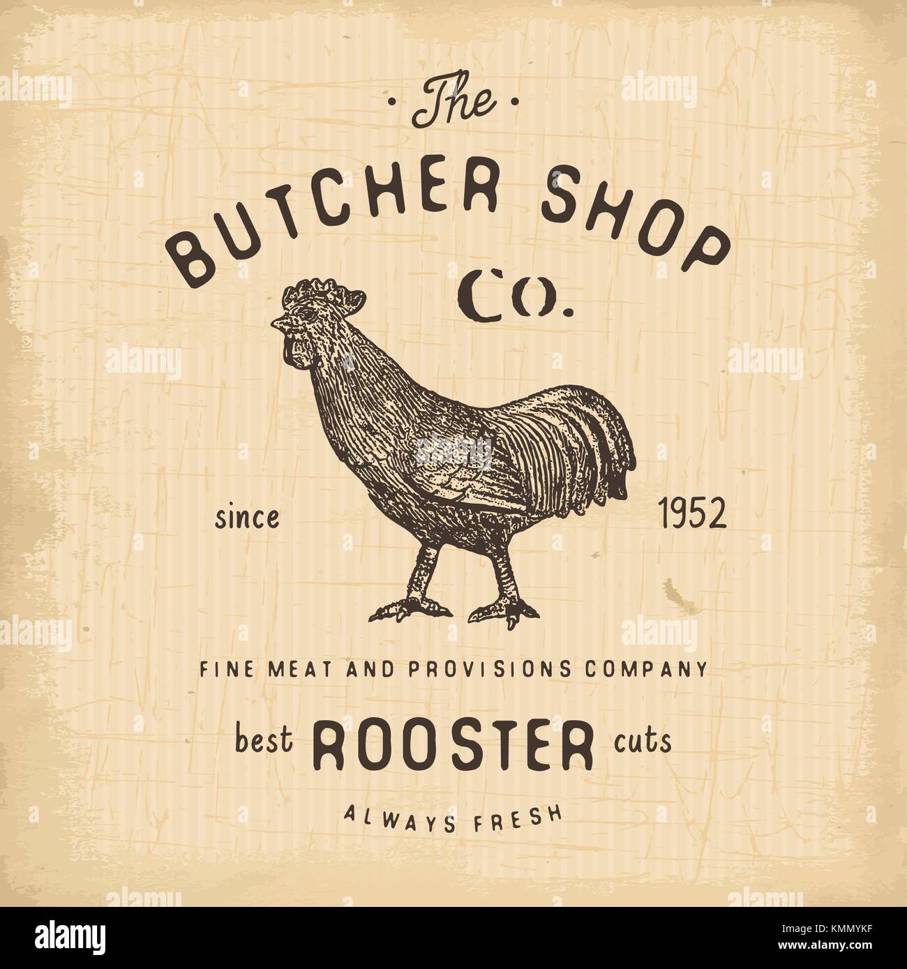Butcher Shop vintage emblem rooster meat products, butchery Logo ...