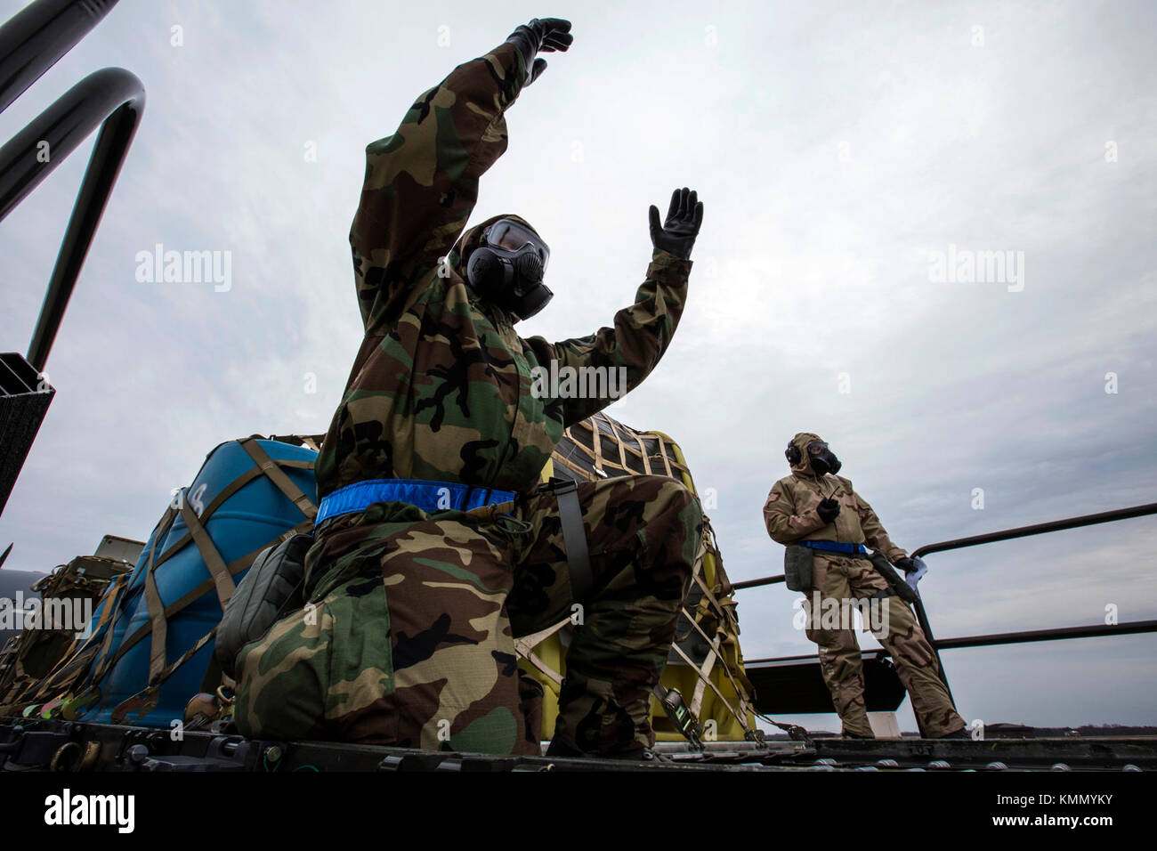 A U.S. Air Force Aerial Porter in Mission Oriented Protective Posture ...