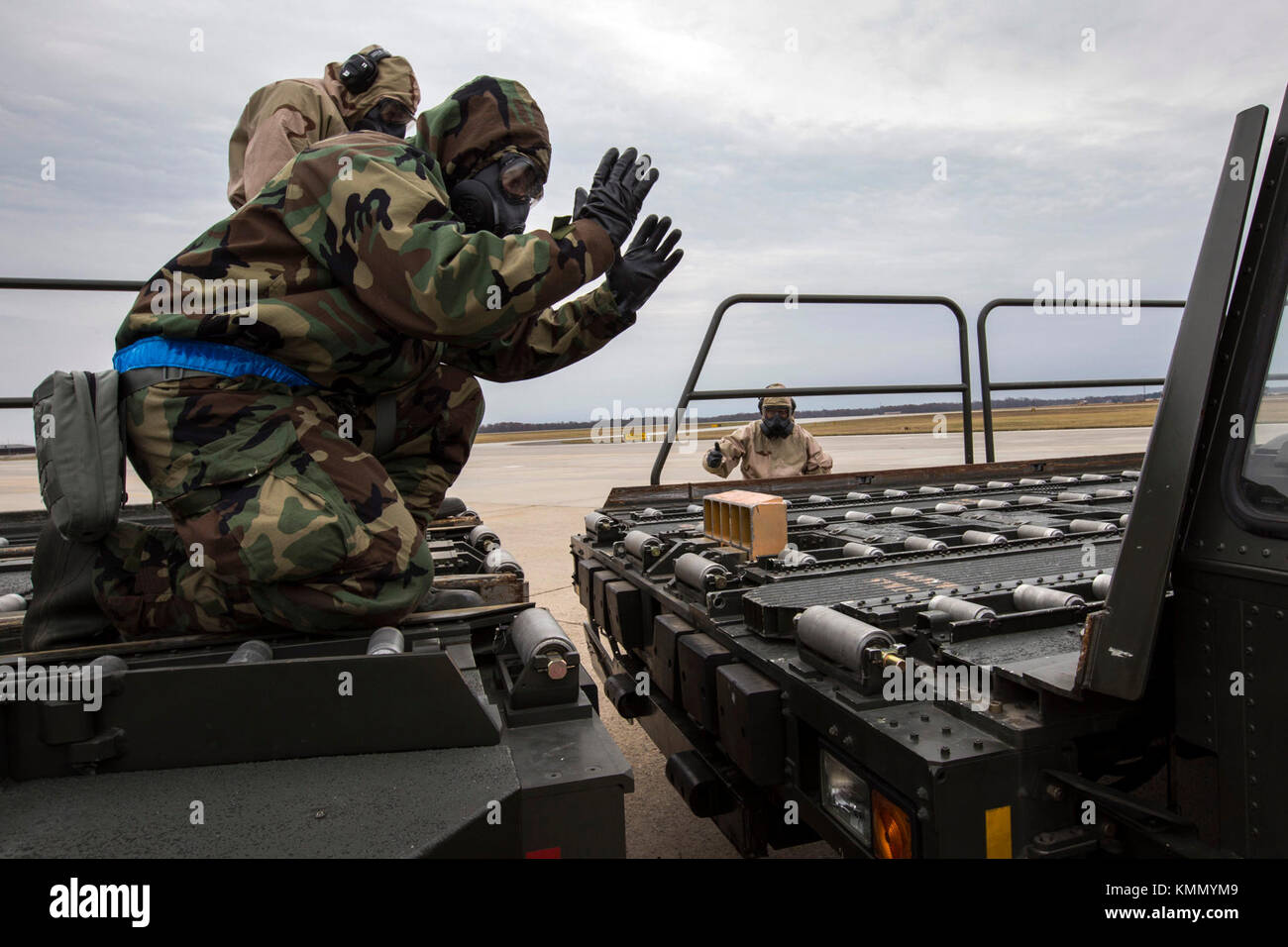 A U.S. Air Force Aerial Porter in Mission Oriented Protective Posture ...