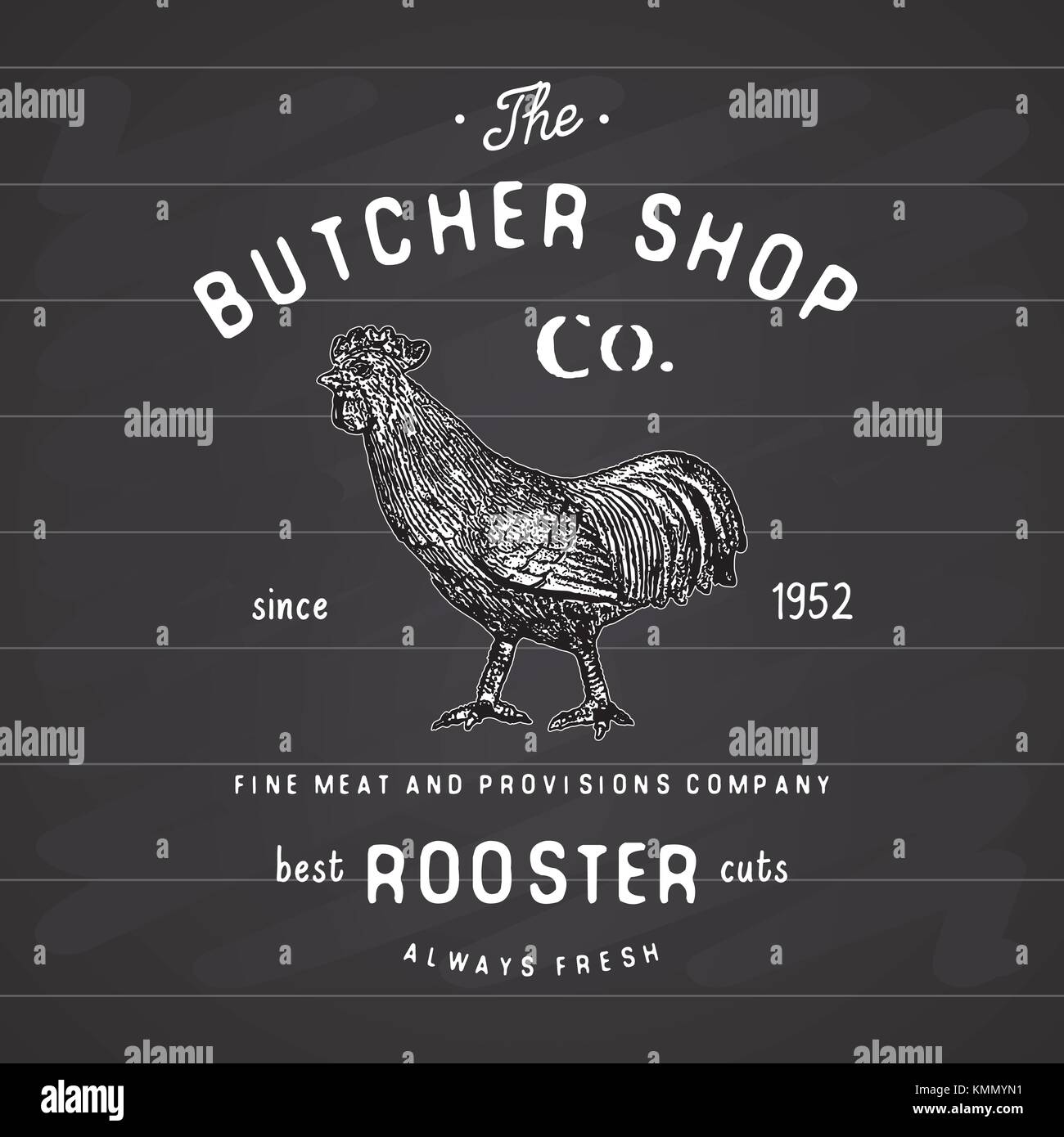 Butcher Shop vintage emblem rooster meat products, butchery Logo ...