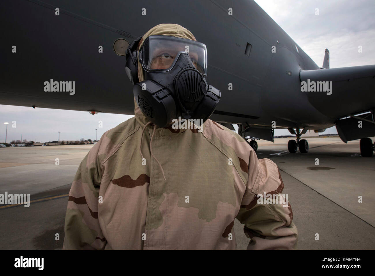 A U.S. Air Force Aerial Porter in Mission Oriented Protective Posture ...