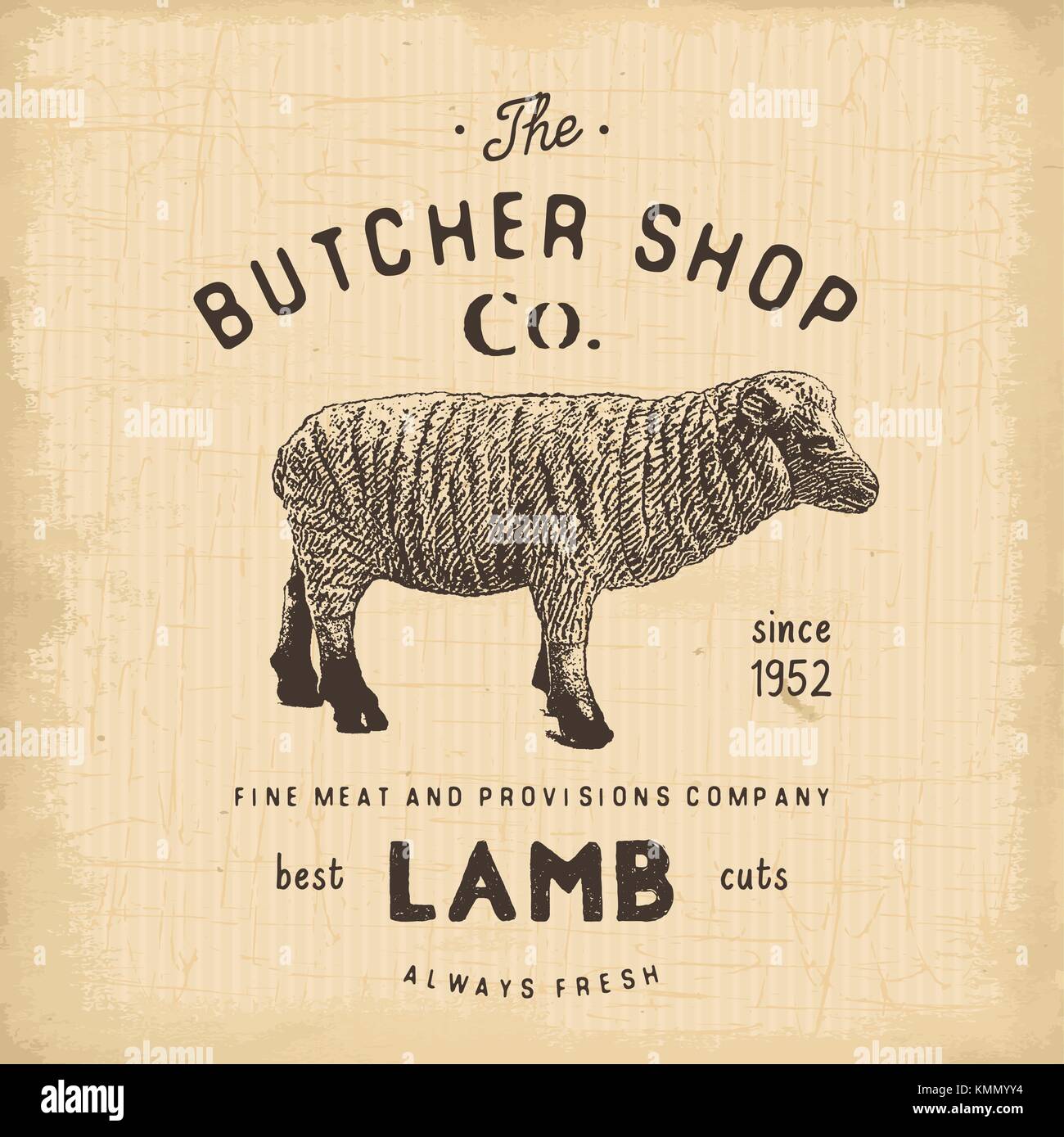 Butcher Shop vintage emblem lamb meat products, butchery Logo template ...