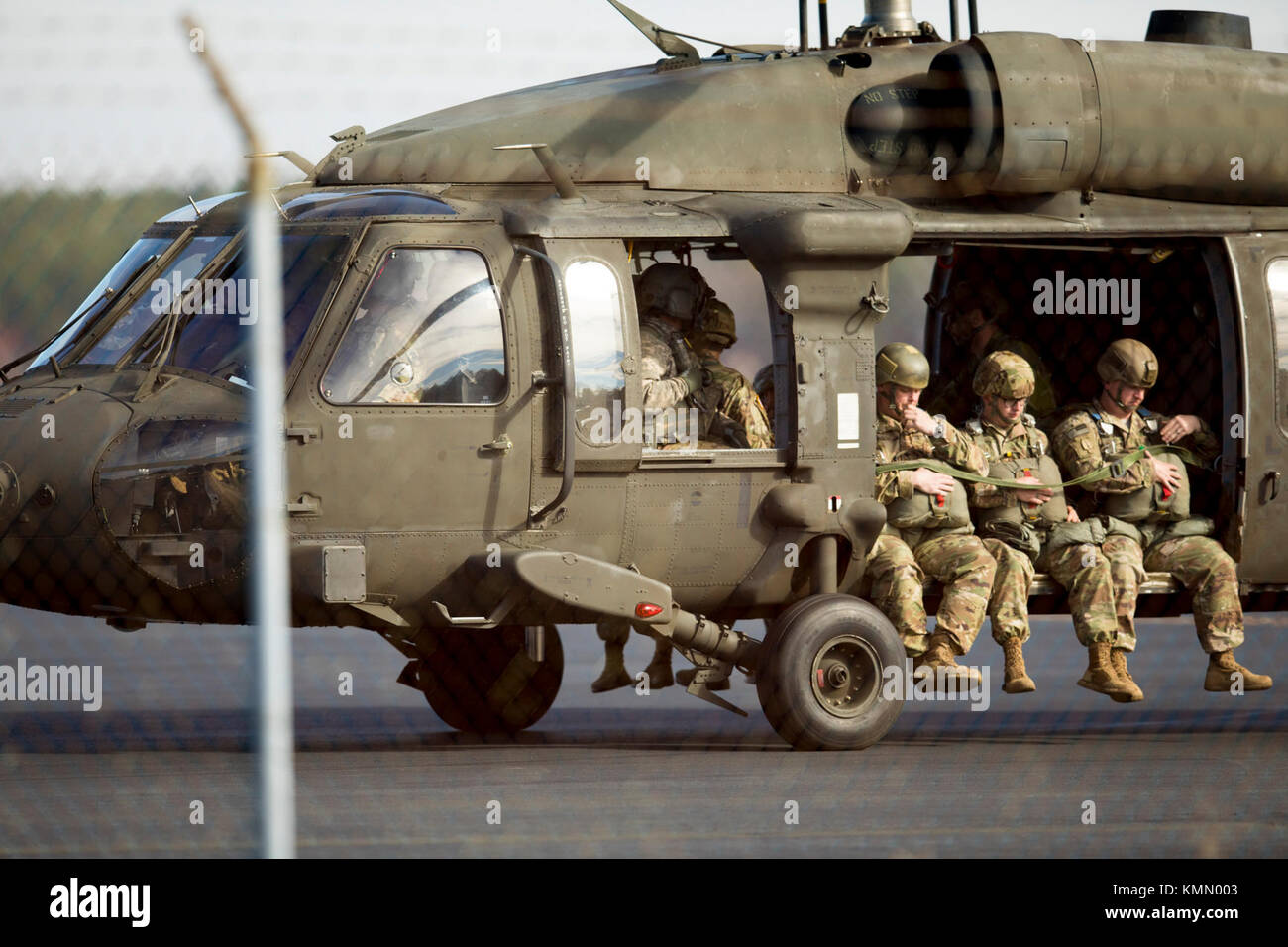 A UH-60 Blackhawk helicopter prepares to take off during the 20th ...