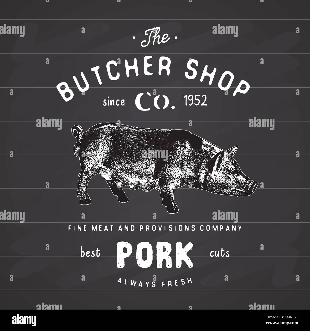 Butcher Shop vintage emblem pork meat products, butchery Logo template ...