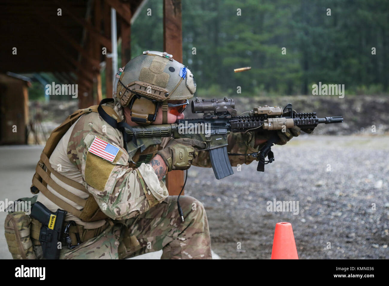 A member of 1st Special Forces Group (Airborne) participates in a timed ...