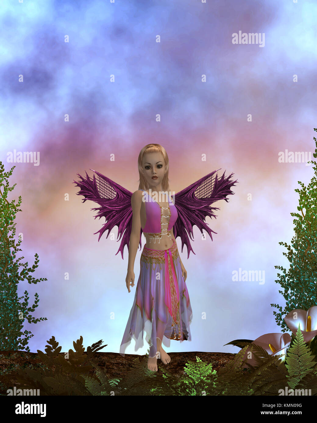 Lonely fairy standing on a log by herself Stock Photo - Alamy