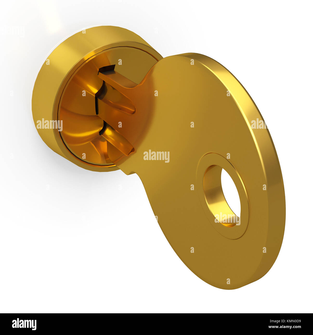 Brass Key In Lock Shows Security And Protection Stock Photo - Alamy