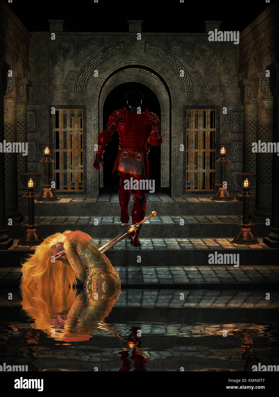 Female crying a pool of tears as she has been stabbed in the back Stock ...