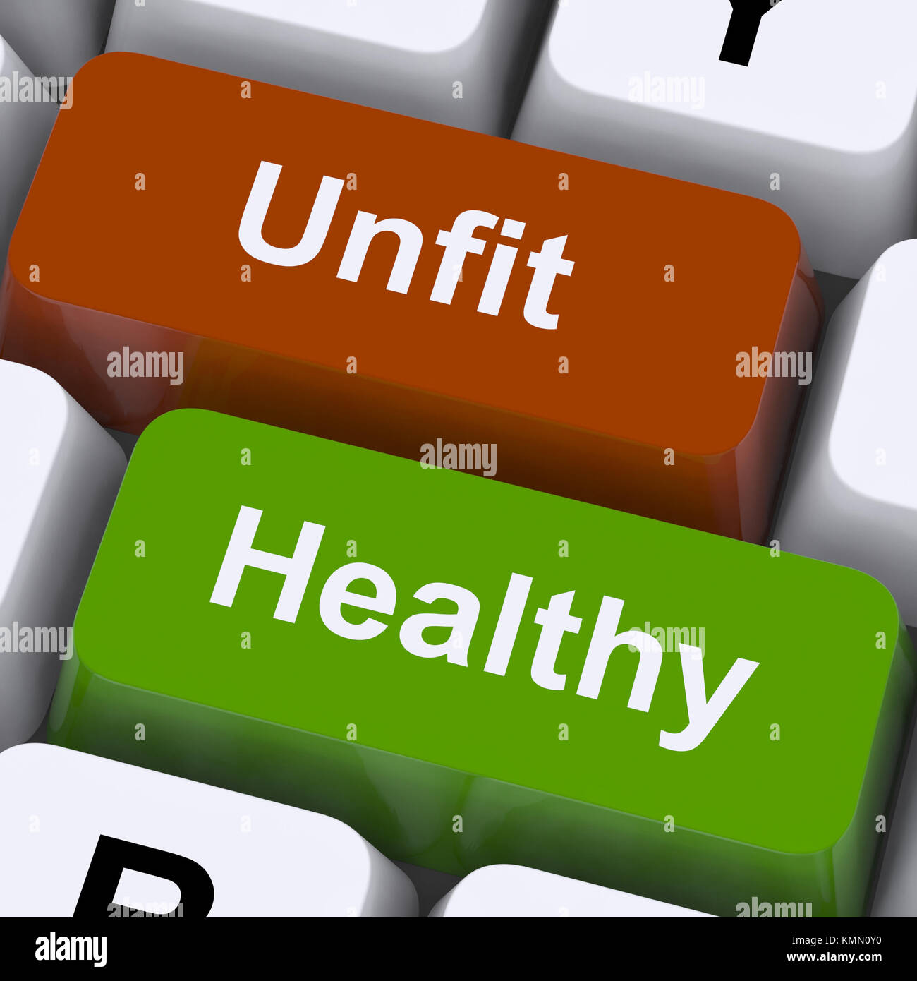 Healthy And Unfit Keys Showing Good And Bad Lifestyle Stock Photo - Alamy