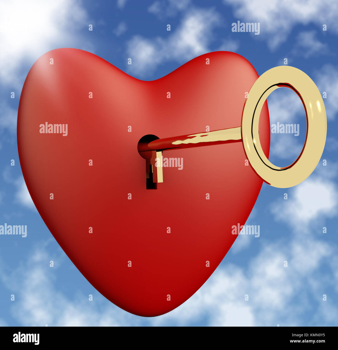 Heart With Key And Sky Background Showing Love Romance And Valentine ...