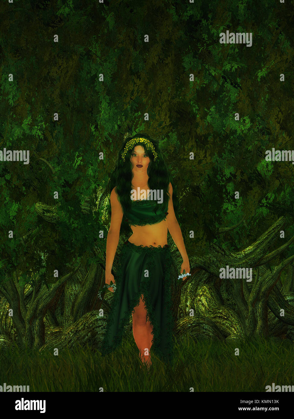 Female fae walking in the forest Stock Photo - Alamy