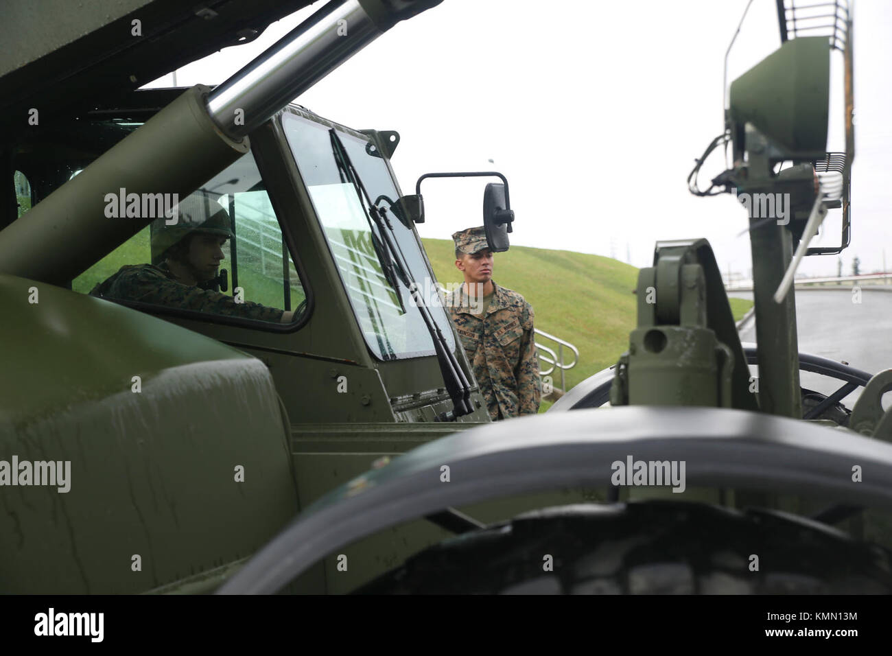 Pfc. Dylan Kiesel (left) and Lance Cpl. Teddy Atkinson, heavy equipment ...