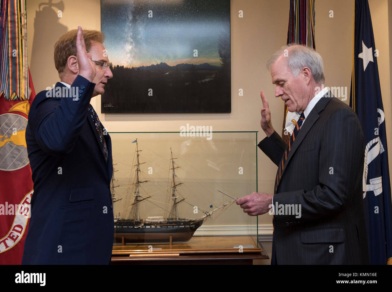 WASHINGTON (Dec. 4, 2017) Thomas Modly, left, is formally sworn in as ...