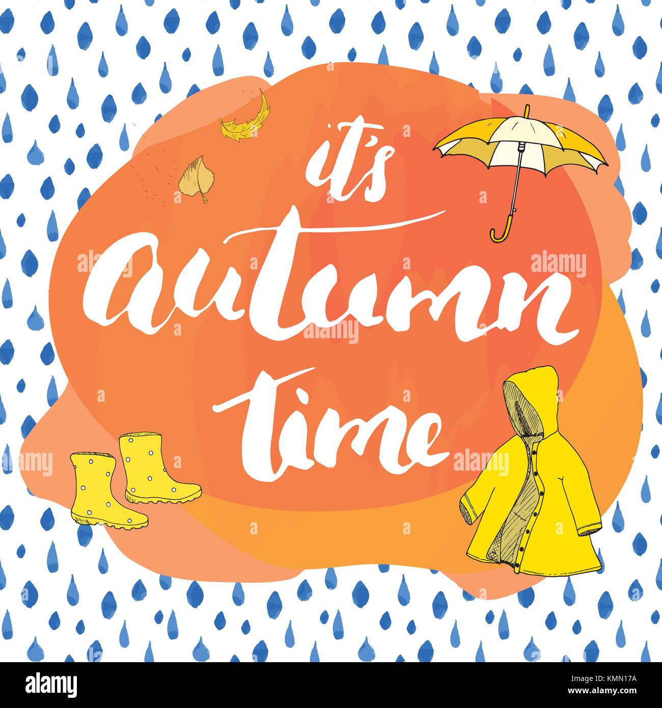 Autumn season lettering. Hand drawn vector illustration Stock Vector ...