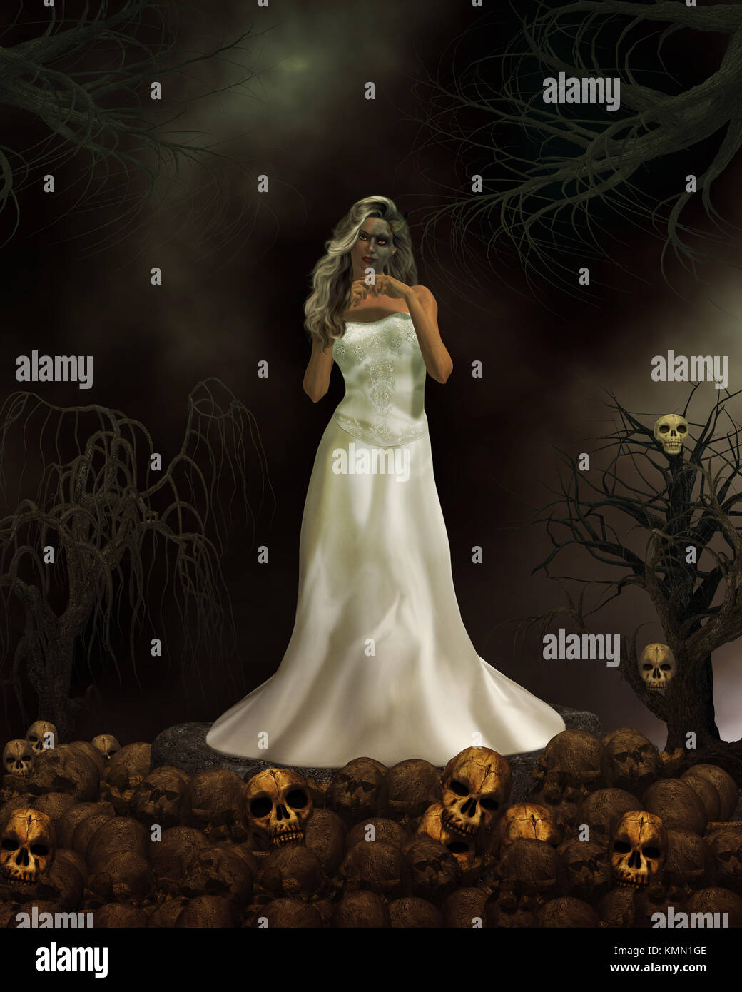Female demon in wedding dress ready to get married again Stock Photo ...