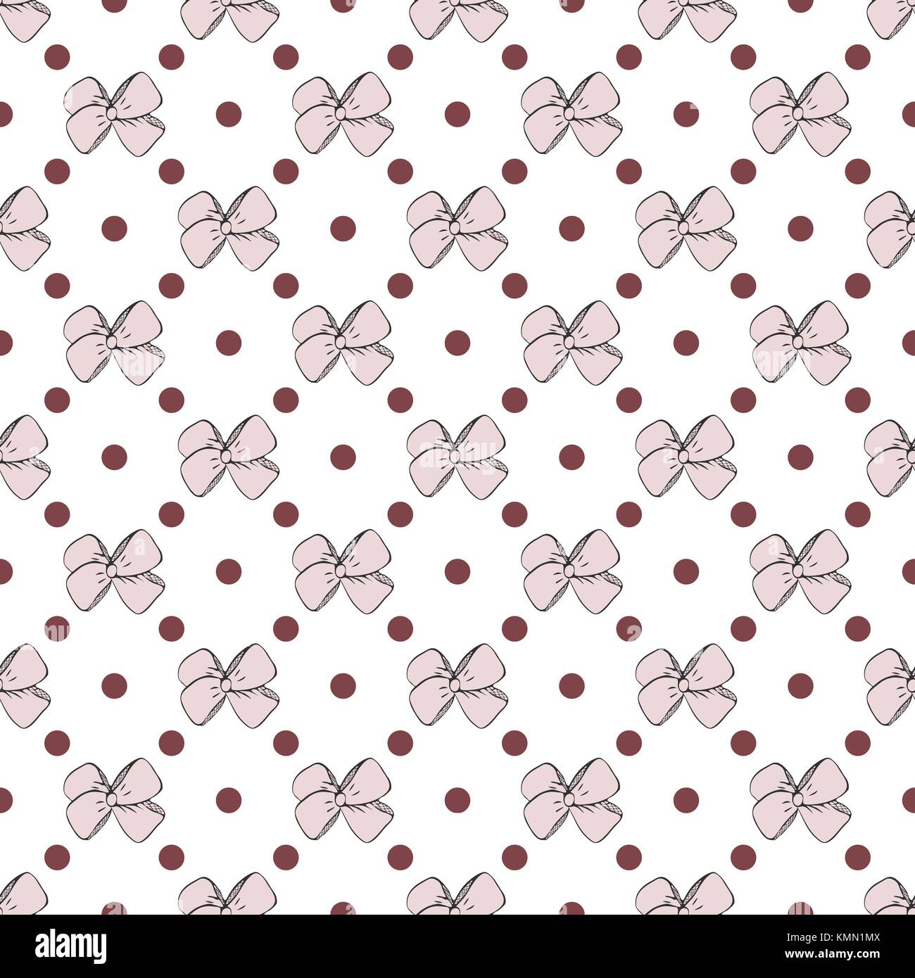 Seamless pattern background with handdrawn bows vector illustration ...