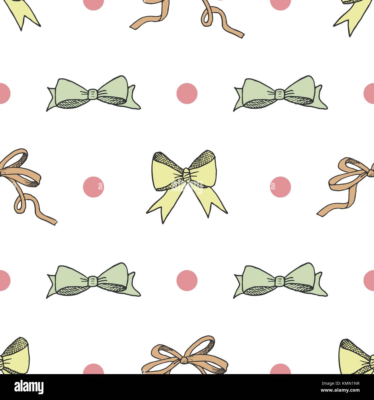 Seamless pattern background with handdrawn bows vector illustration ...