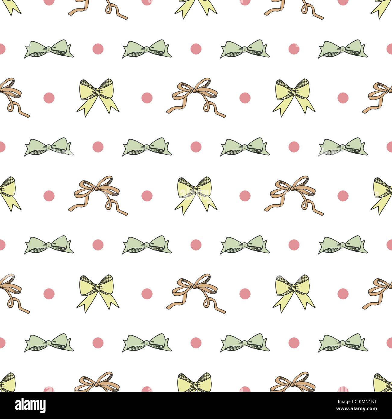 Seamless pattern background with handdrawn bows vector illustration ...
