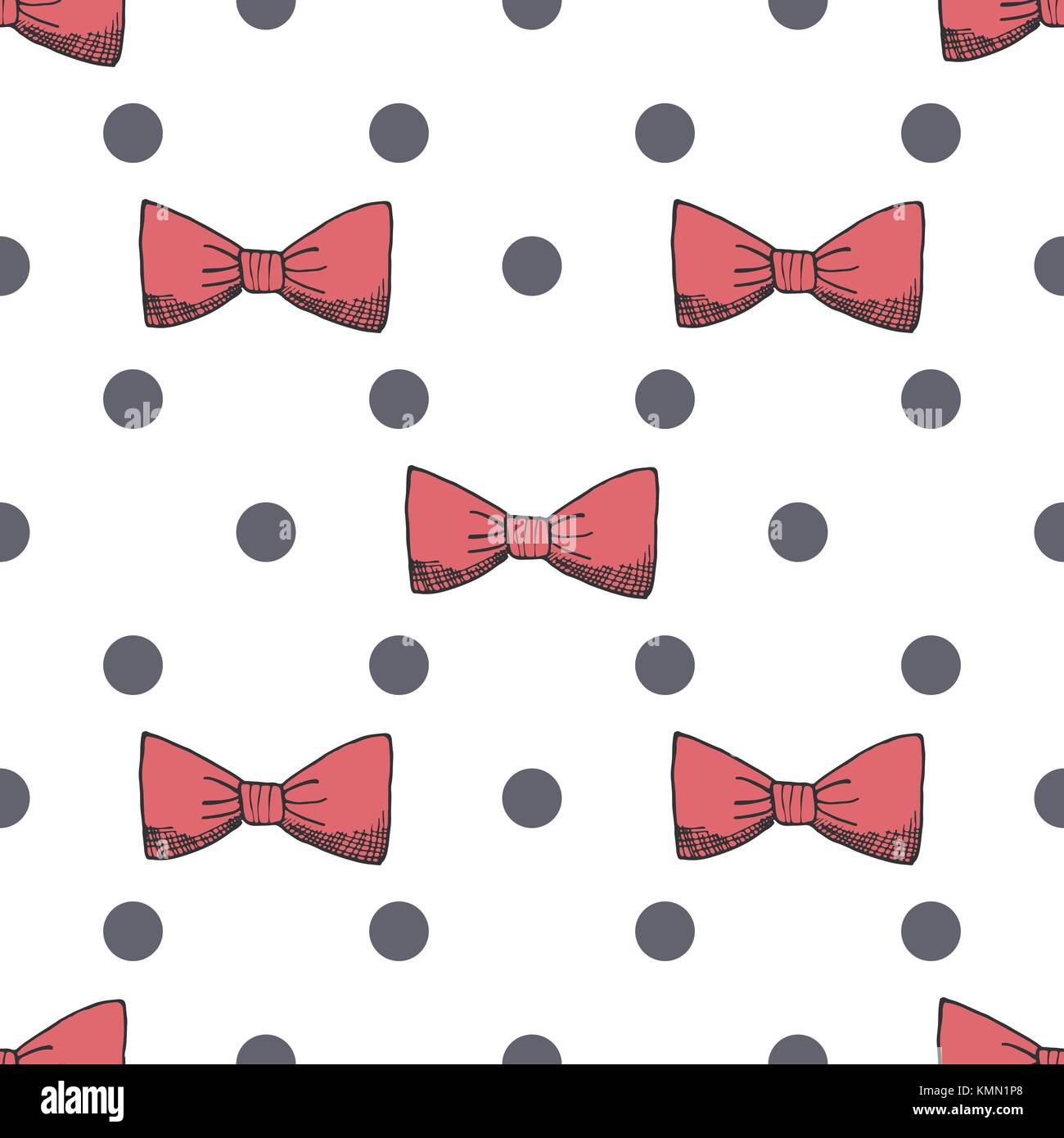 Seamless pattern background with handdrawn bows vector illustration ...