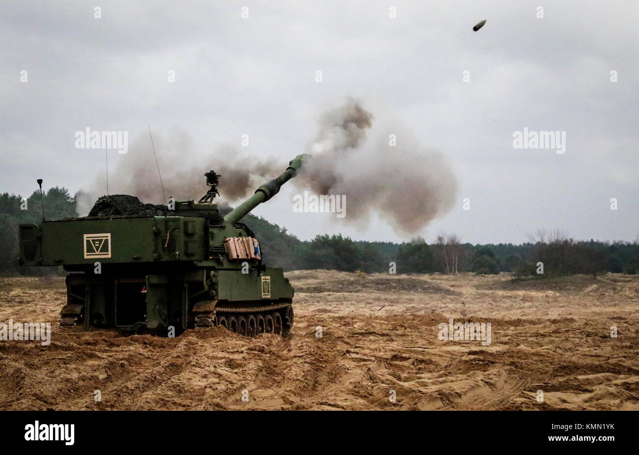 An M-109A6 Paladin assigned to 1st Battalion, 7th Field Artillery ...