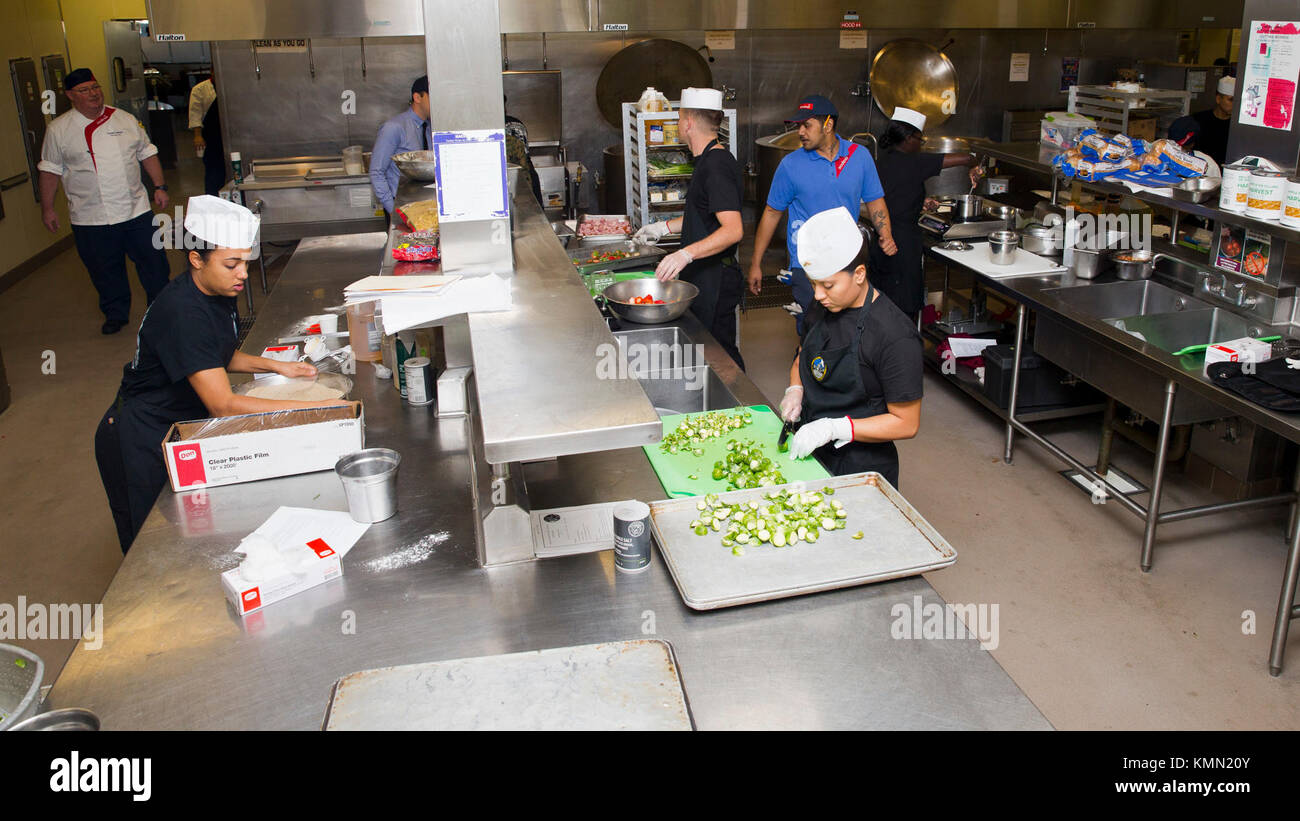 U.S. Marine Corps, food service specialists, prepare their entrees ...