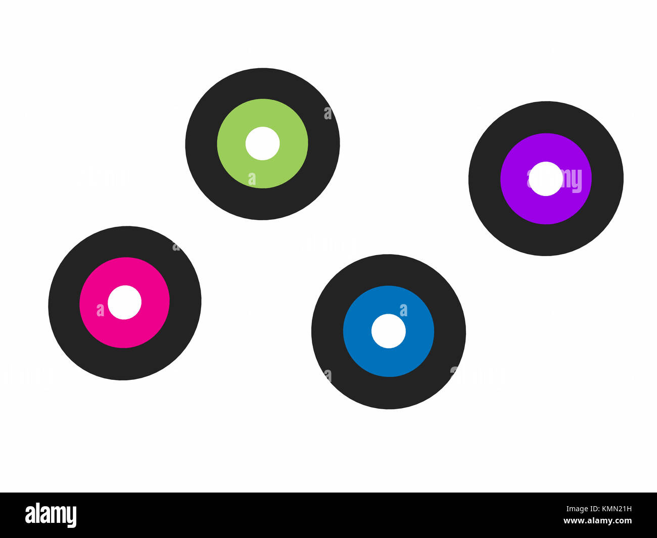 Music records flying on a white background Stock Photo - Alamy