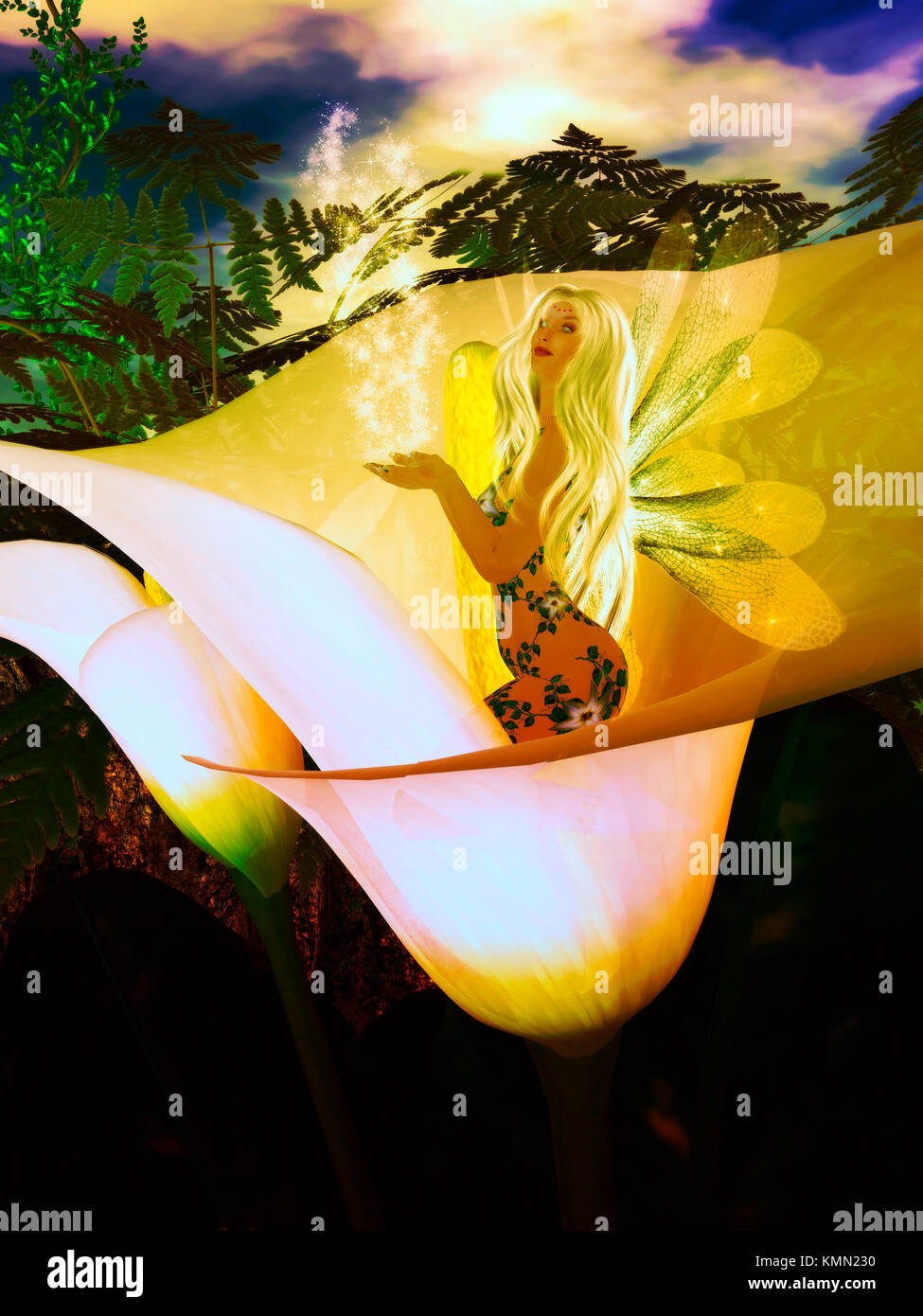 Tiny fairy recharges others with her magical powers Stock Photo - Alamy