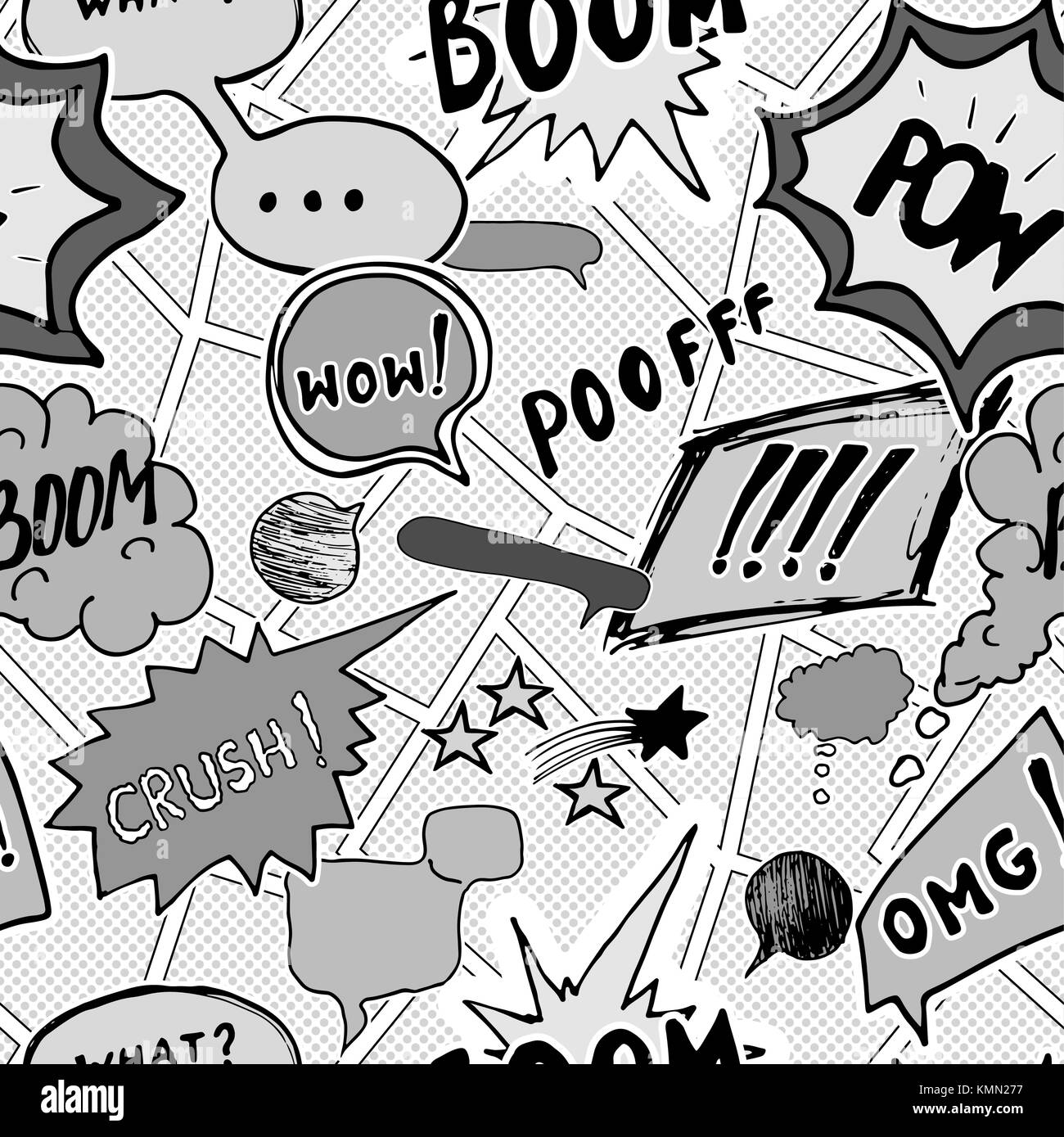 Seamless pattern background with handdrawn comic book speech bubbles ...