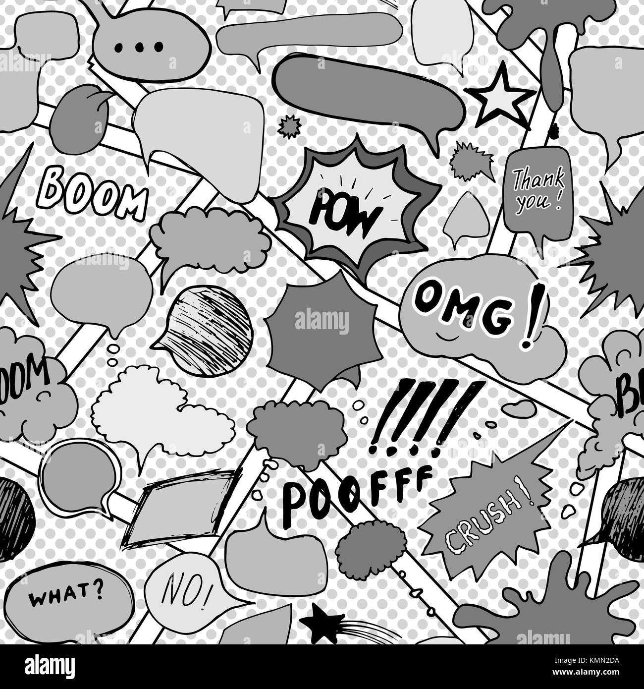 Seamless pattern background with handdrawn comic book speech bubbles ...