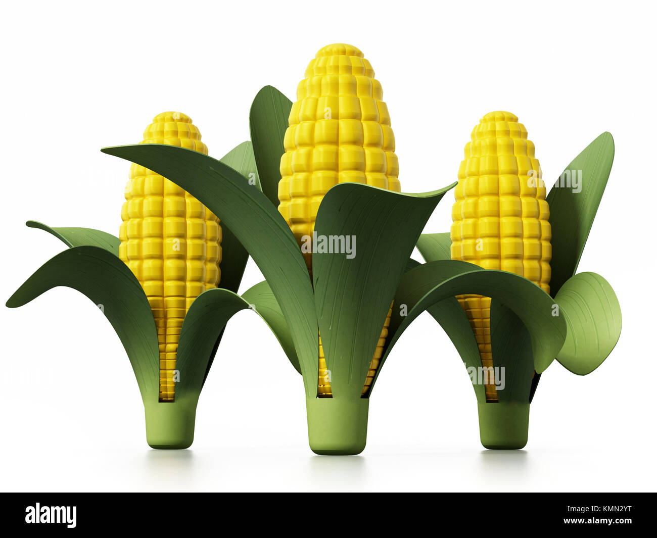 Fresh corns isolated on white background. 3D illustration Stock Photo ...
