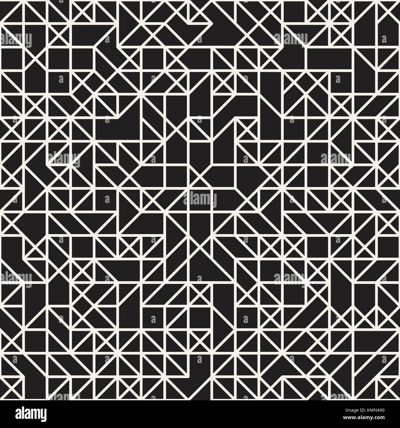 Irregular Tangled Shapes. Abstract Geometric Background Design. Vector Seamless Black and White ...
