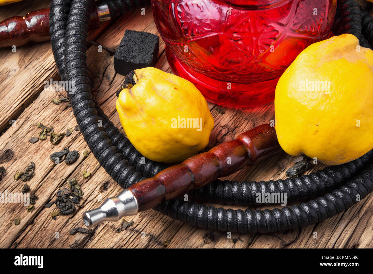 smoking hookah in Arabic style with the tobacco aroma quince Stock ...