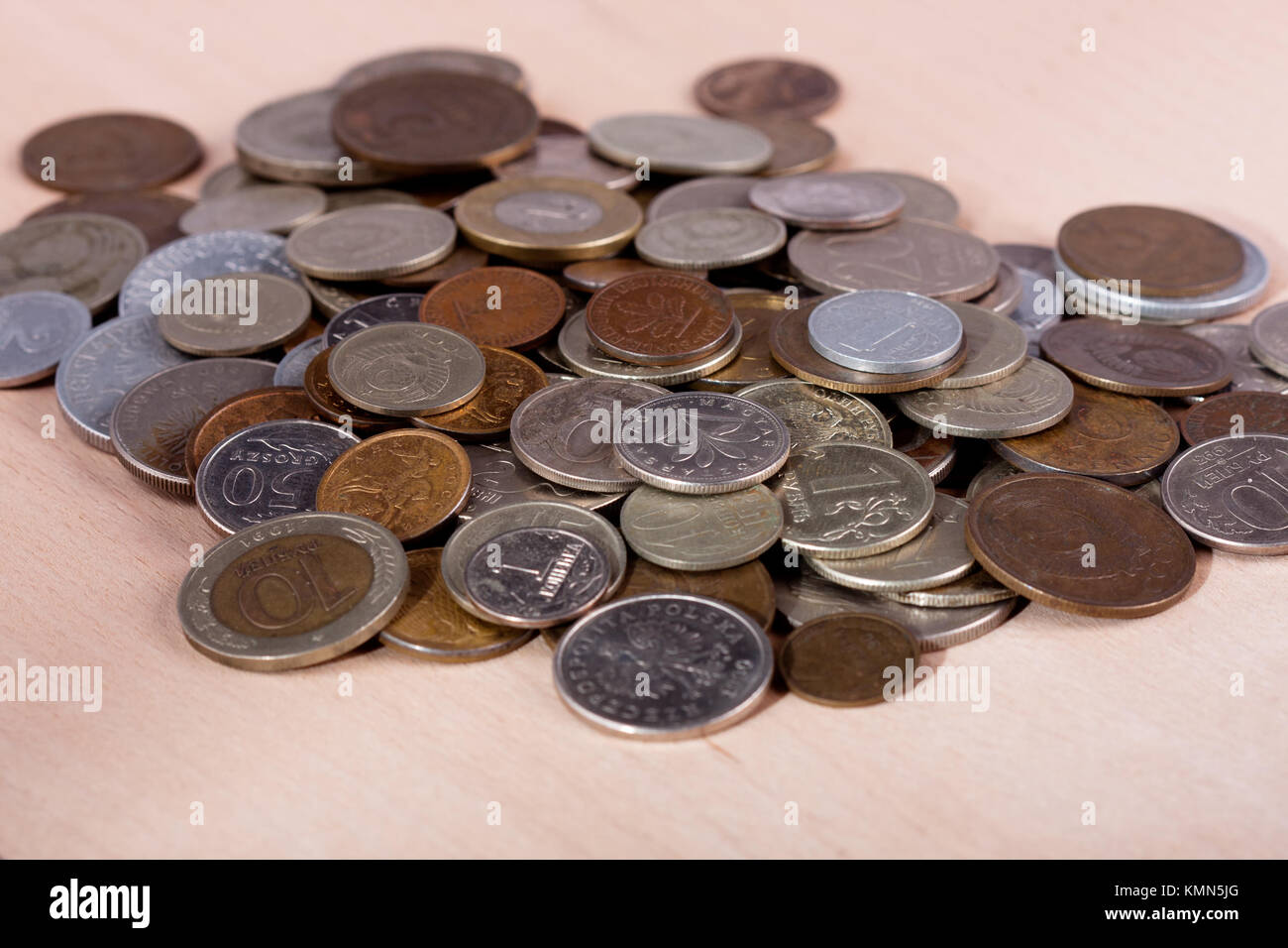 Coins on the table Stock Photo - Alamy