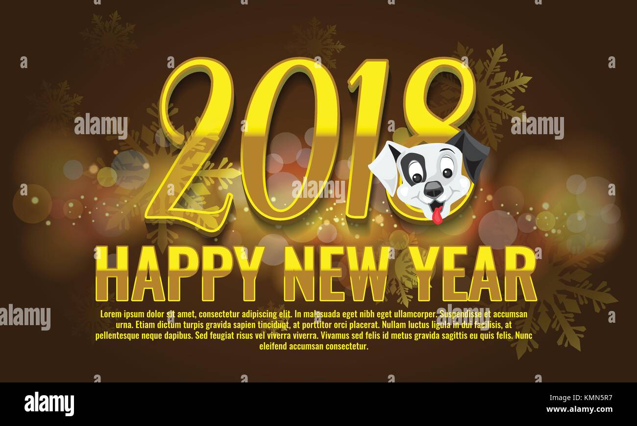 Vector Happy New Year 2018 - New Year background with happy dog ...