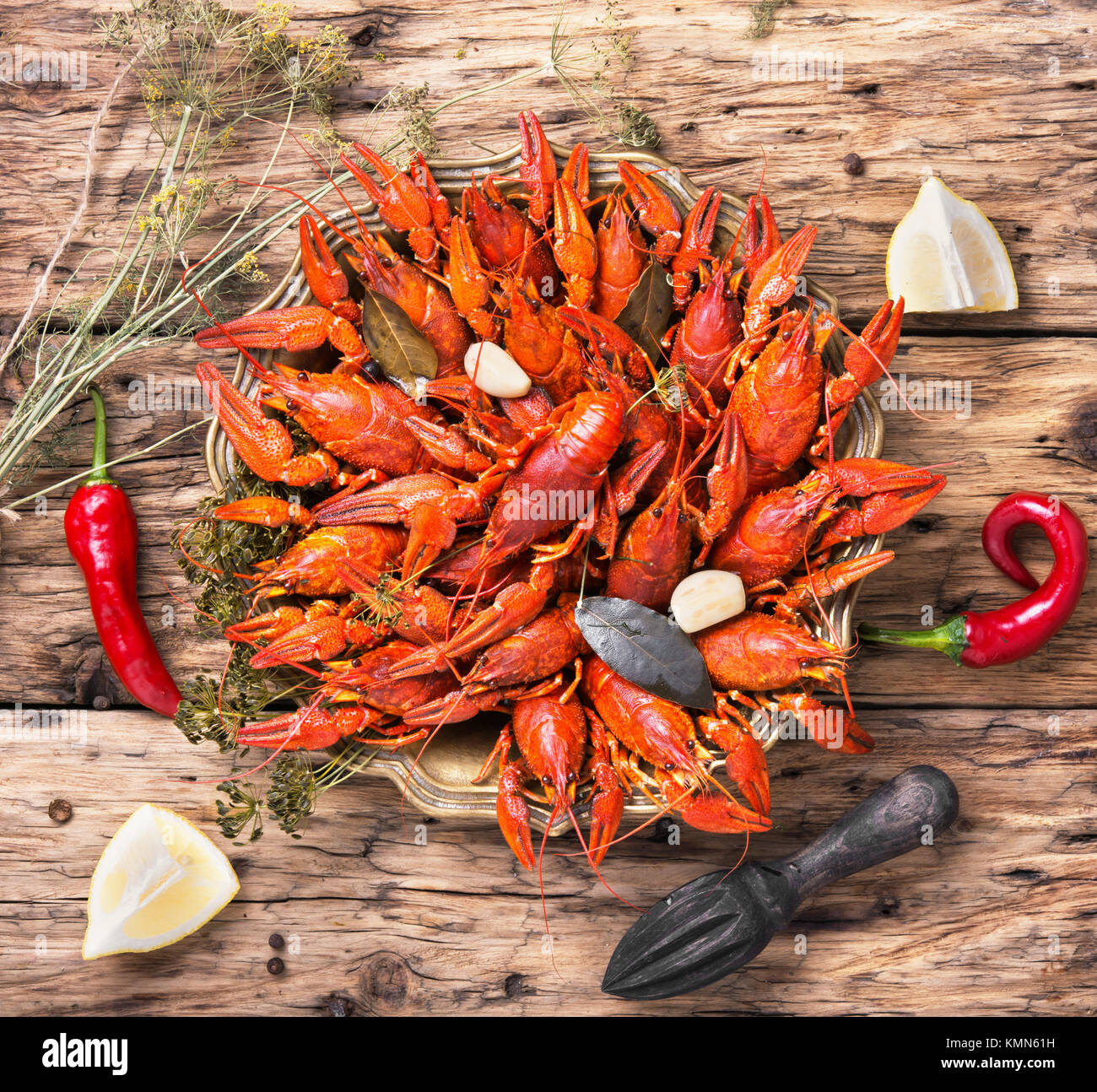 prepared crayfish with spices on a stylish tray Stock Photo - Alamy